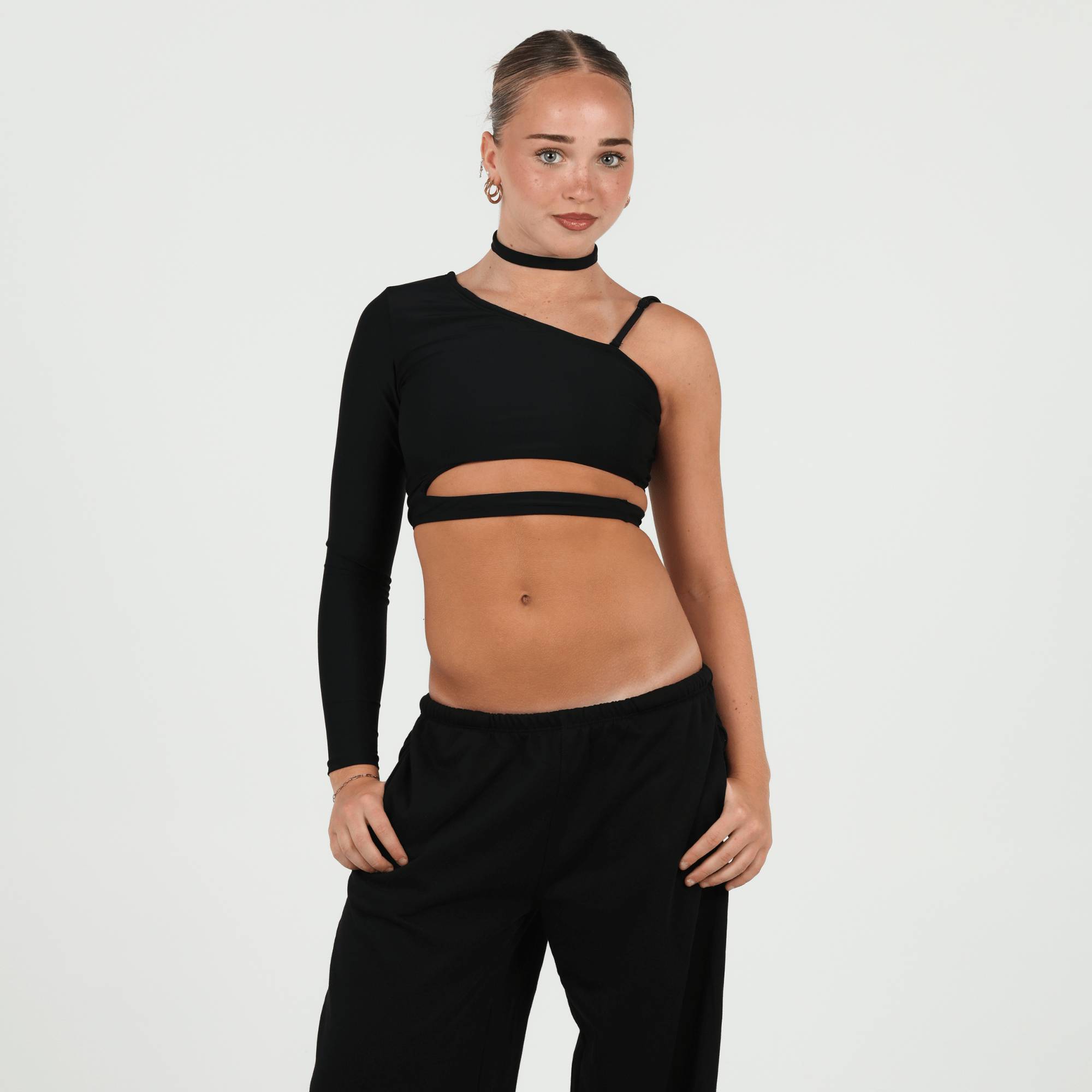 Radiance Crop | Off-Shoulder Choker Dance Crop Top | CosiG Studiowear